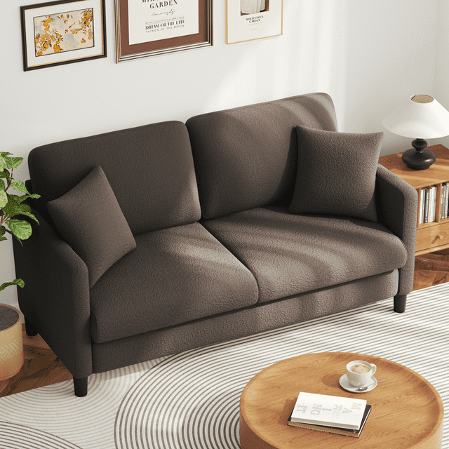 "Neche 65"" Teddy Fleece Loveseat Sofa, Extra Deep Seats, Tool-Free ...
