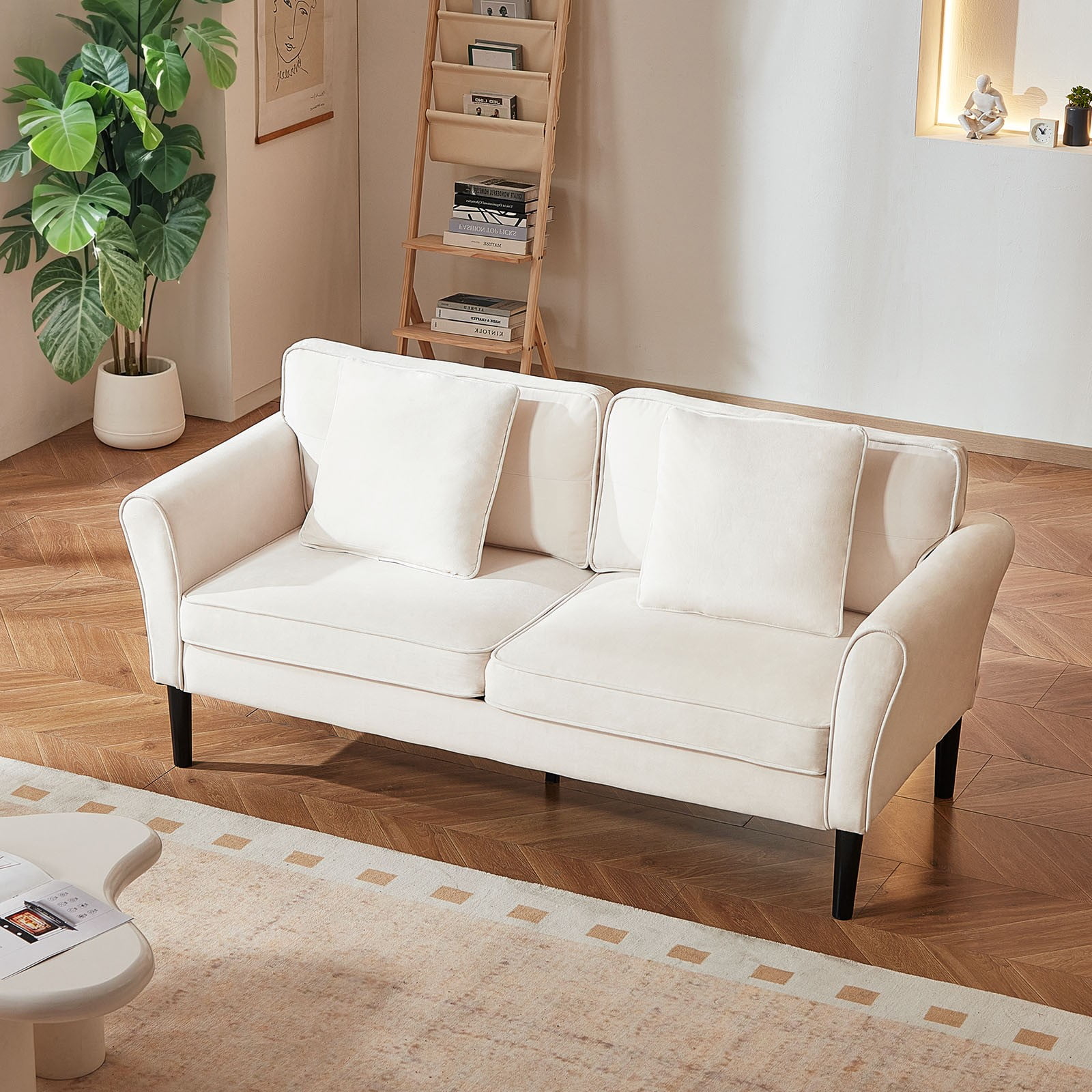 Loveseat Sofa 69-Inch Velvet Fabric 2-Seats Couch with Sinuous Spring ...