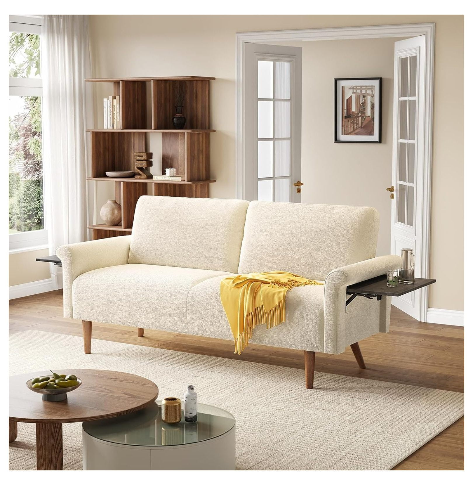 Loveseat Sofa, 70 Inch Love Seat Couches with Side Board, Century ...