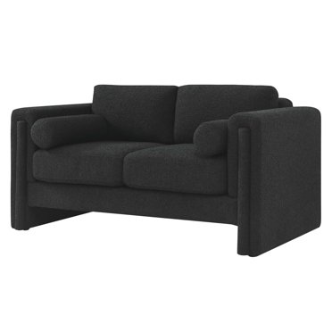 Modular Loveseat Sofa Couch, Black, Fabric, Living Kitchen Cafe Bistro ...