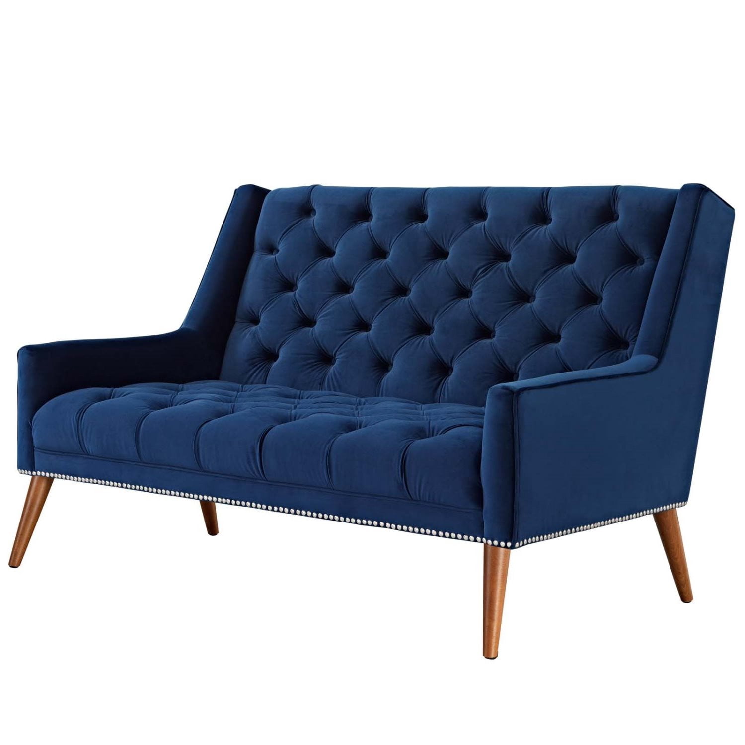Loveseat Sofa Couch, Blue Navy, Velvet, Living Kitchen Cafe Bistro ...