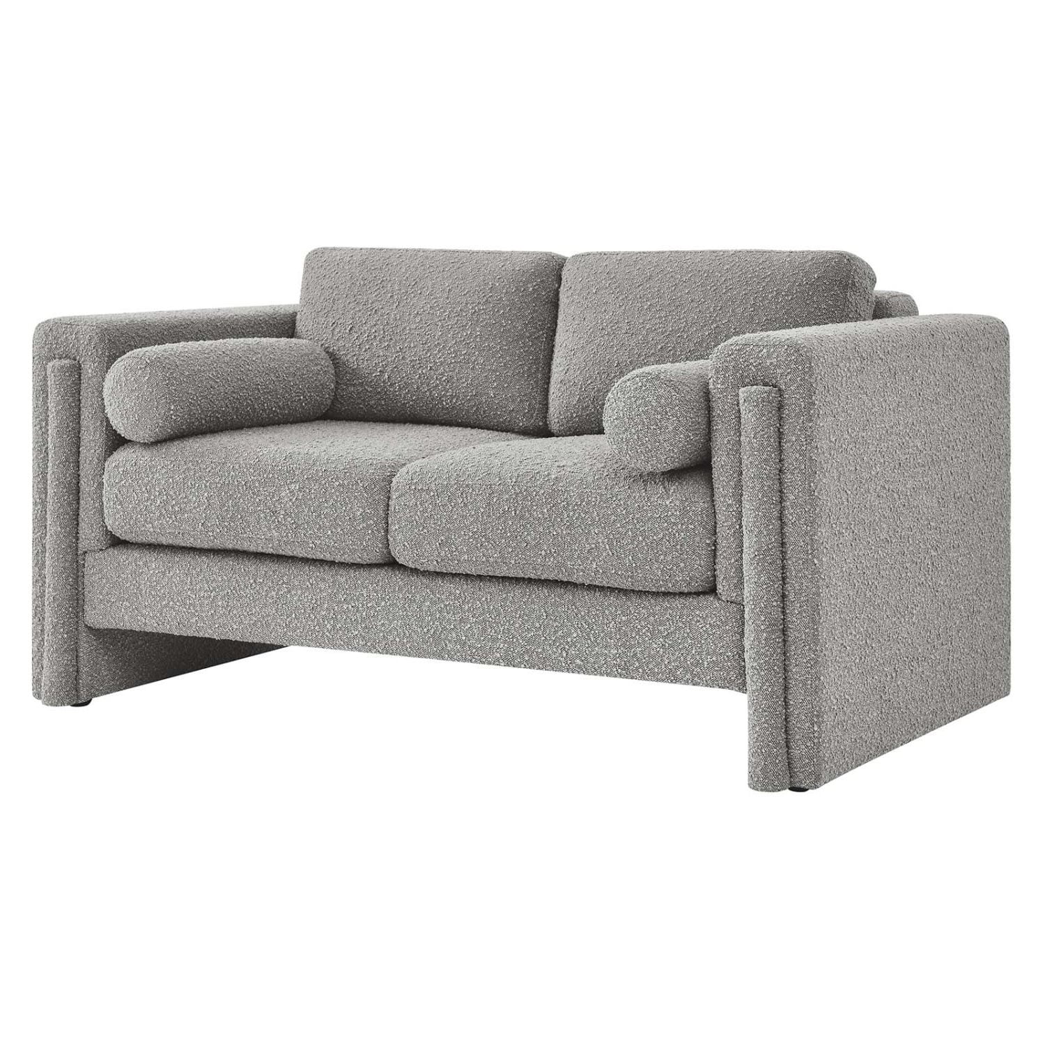 Loveseat Sofa Couch, Light Grey Gray, Fabric, Living Kitchen Cafe ...