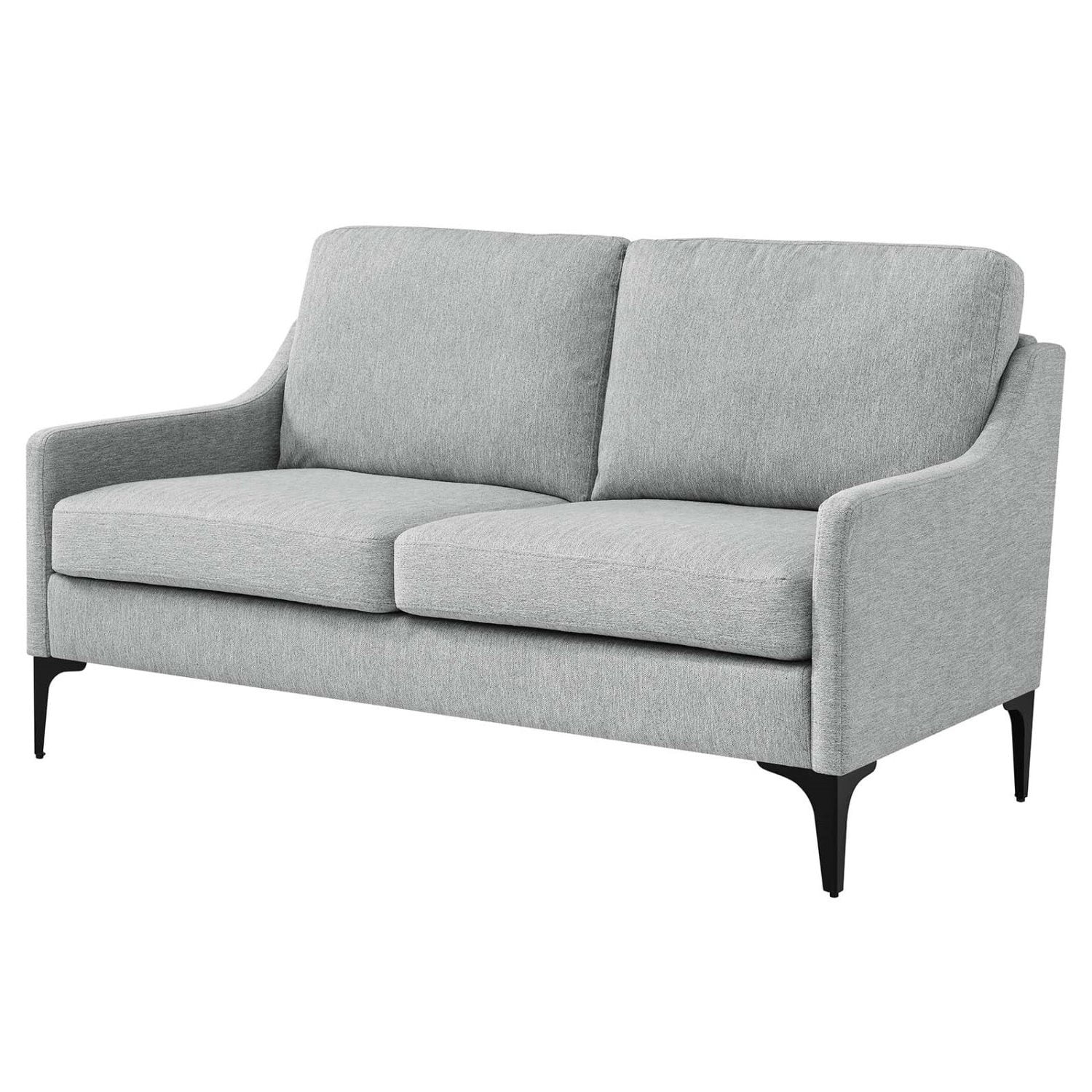 Loveseat Sofa Couch, Light Grey Gray, Fabric, Mid Century Living Lounge ...