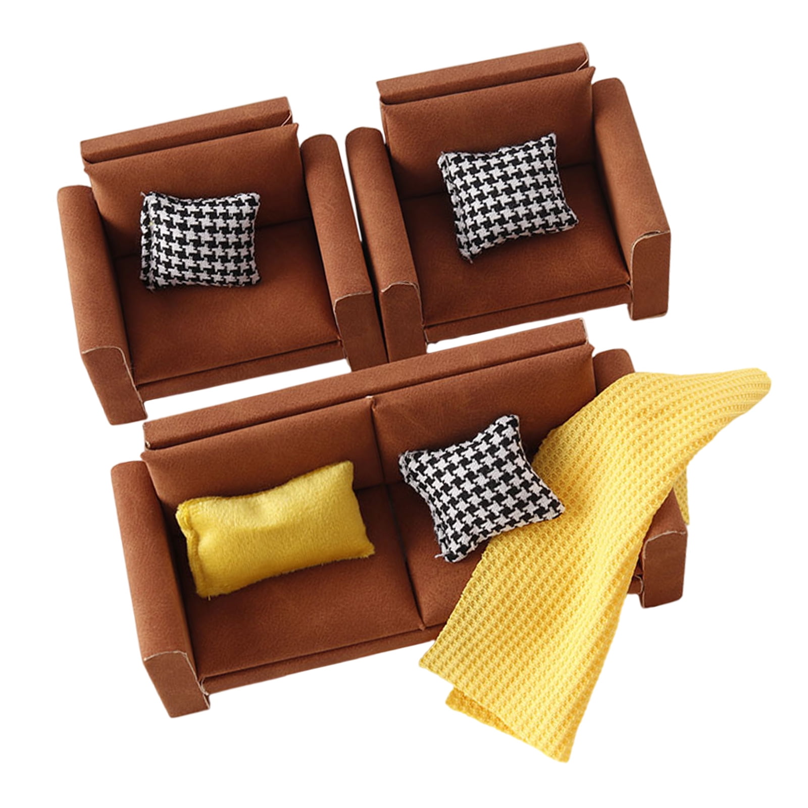 Loveseat Sofa Couch Model Miniature Wooden Dollhouses Model Detailed 1/ ...