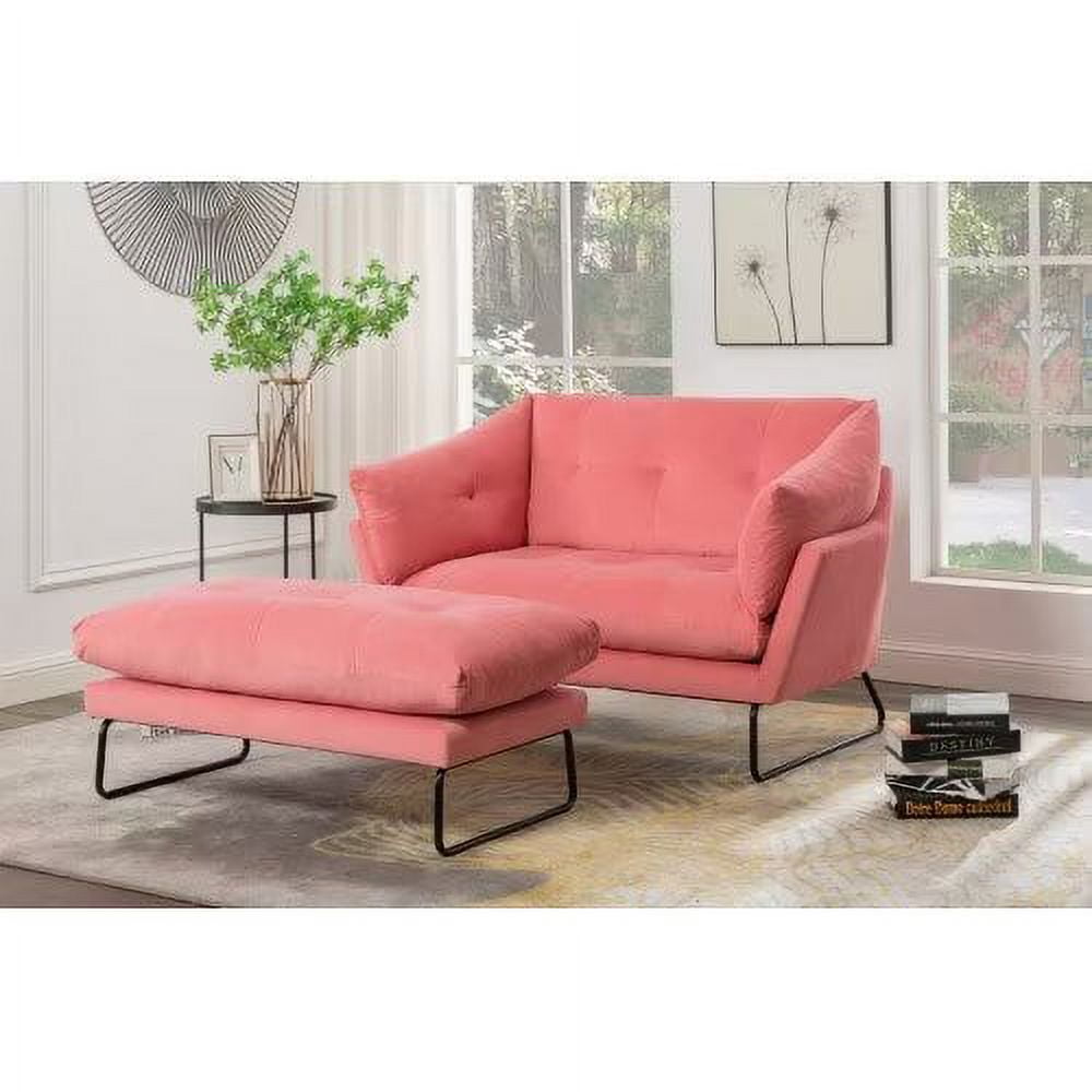 Loveseat Sofa Couch Set, Contemporary Loveseat and Ottoman, Velvet ...