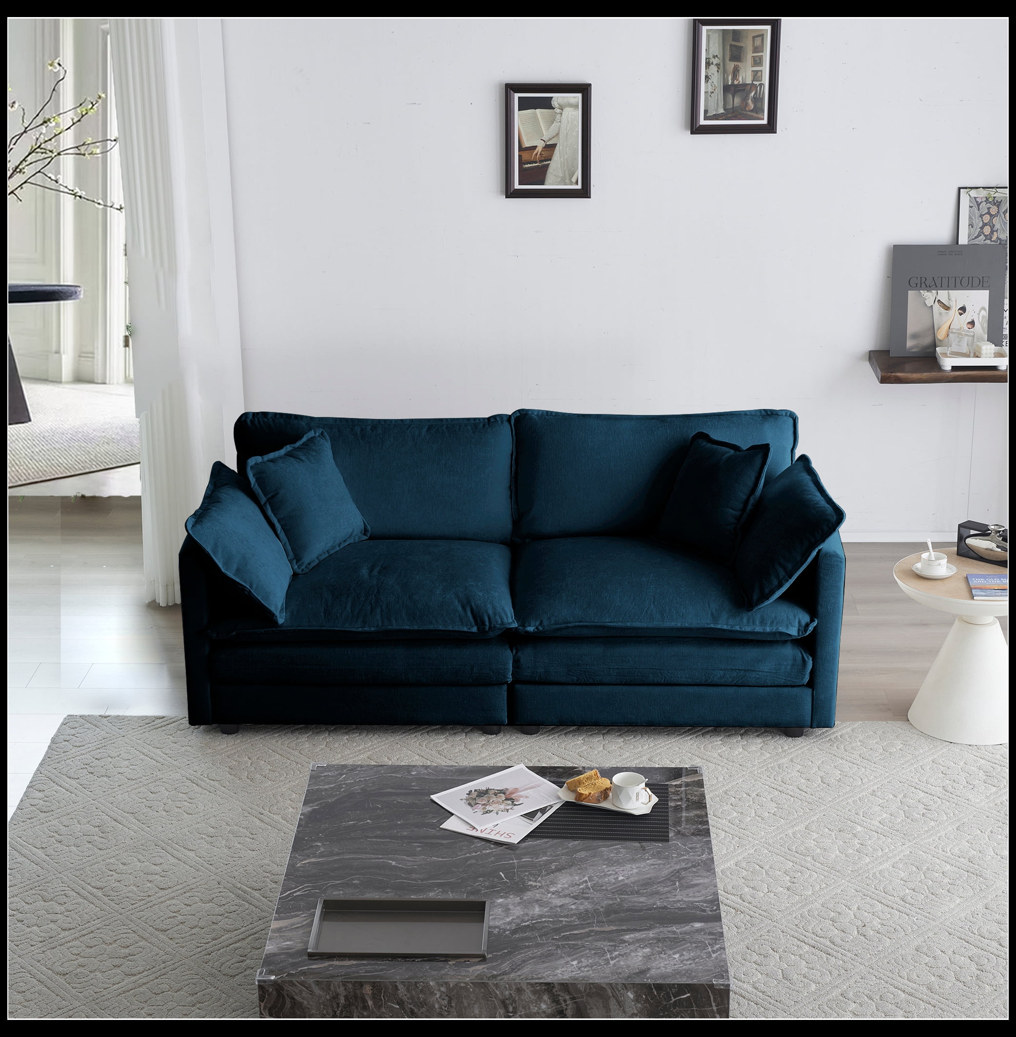 Loveseat Sofa Couch for Living Room, Upholstered Large Size Deep Seat 2 ...