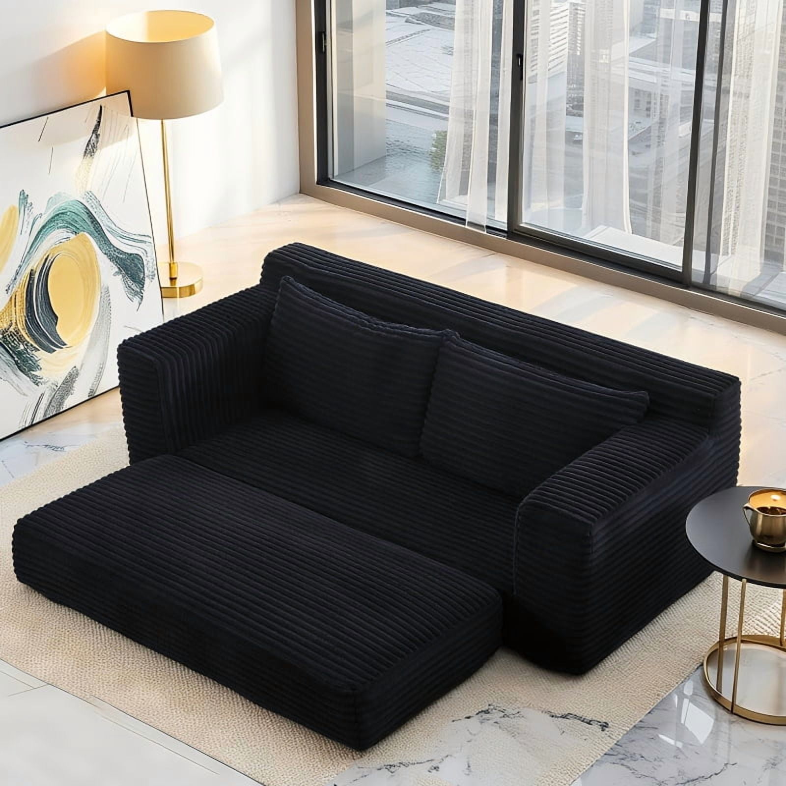 Loveseat Sofa with Memory Foam & Steel Frame - No Assembly, Convertible ...