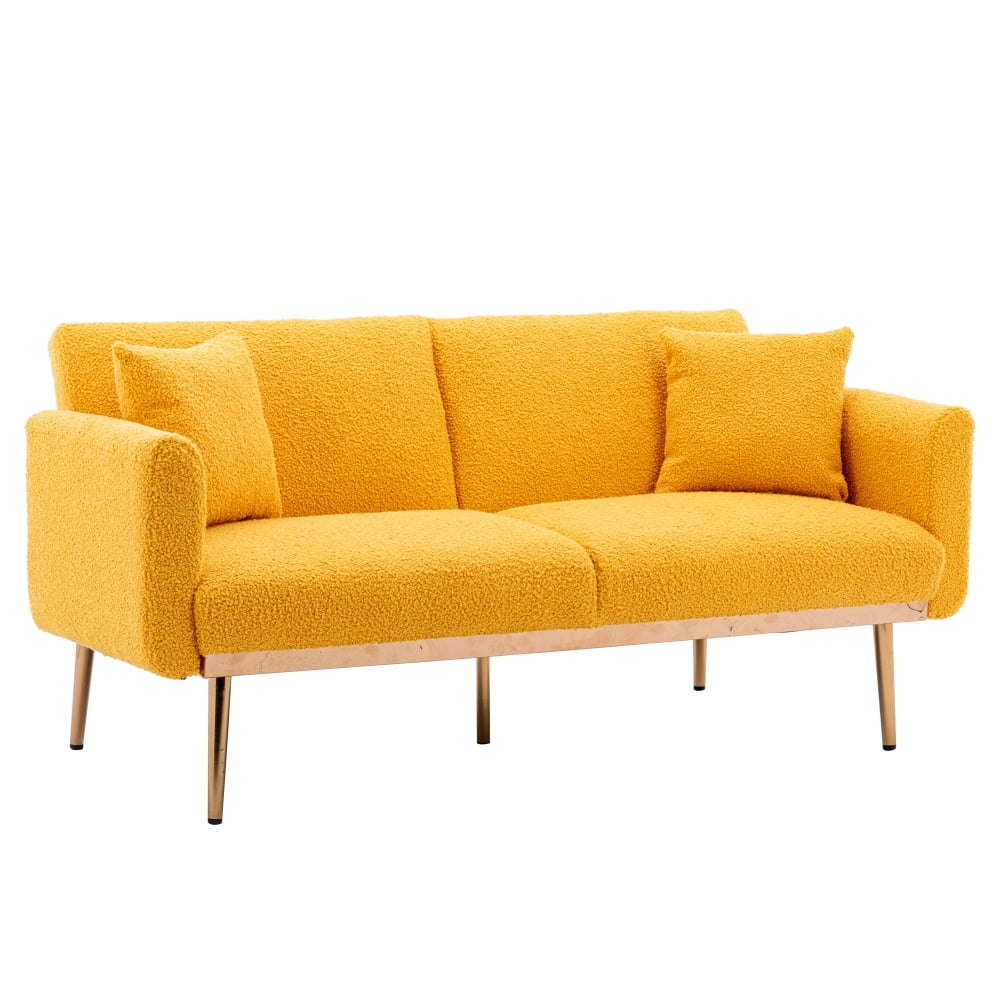 Loveseat Sofa, Modern Teddy Fabric Upholstered Leisure Accent Sofa ...
