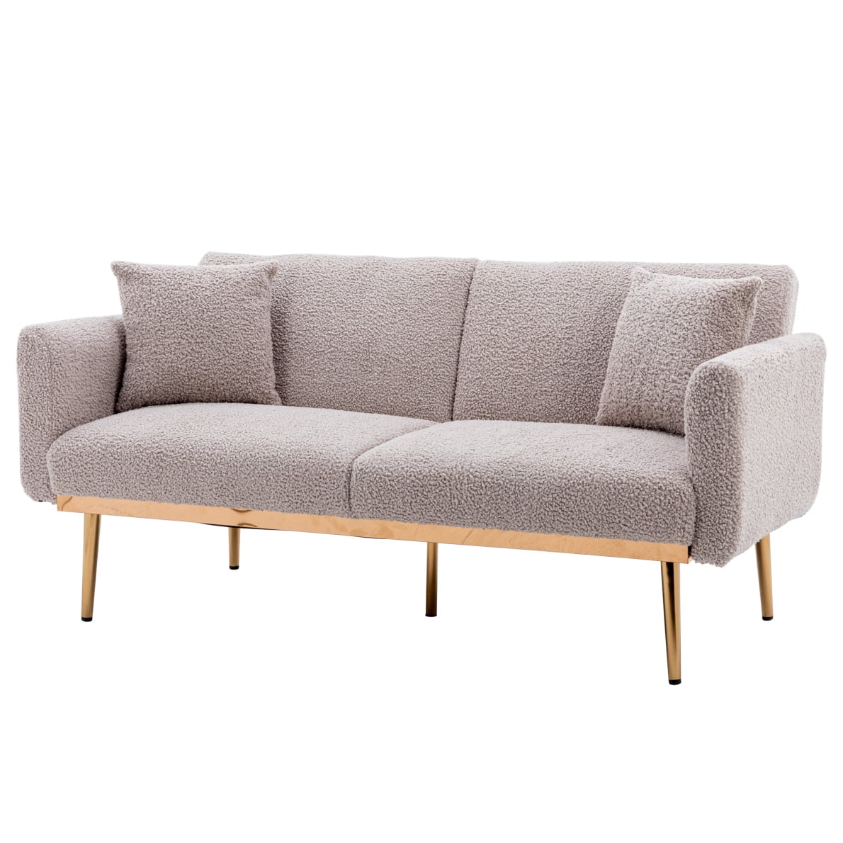 Loveseat Sofa, Teddy Fabric Sofa Couch, Convertible Sofa Bed with Two ...