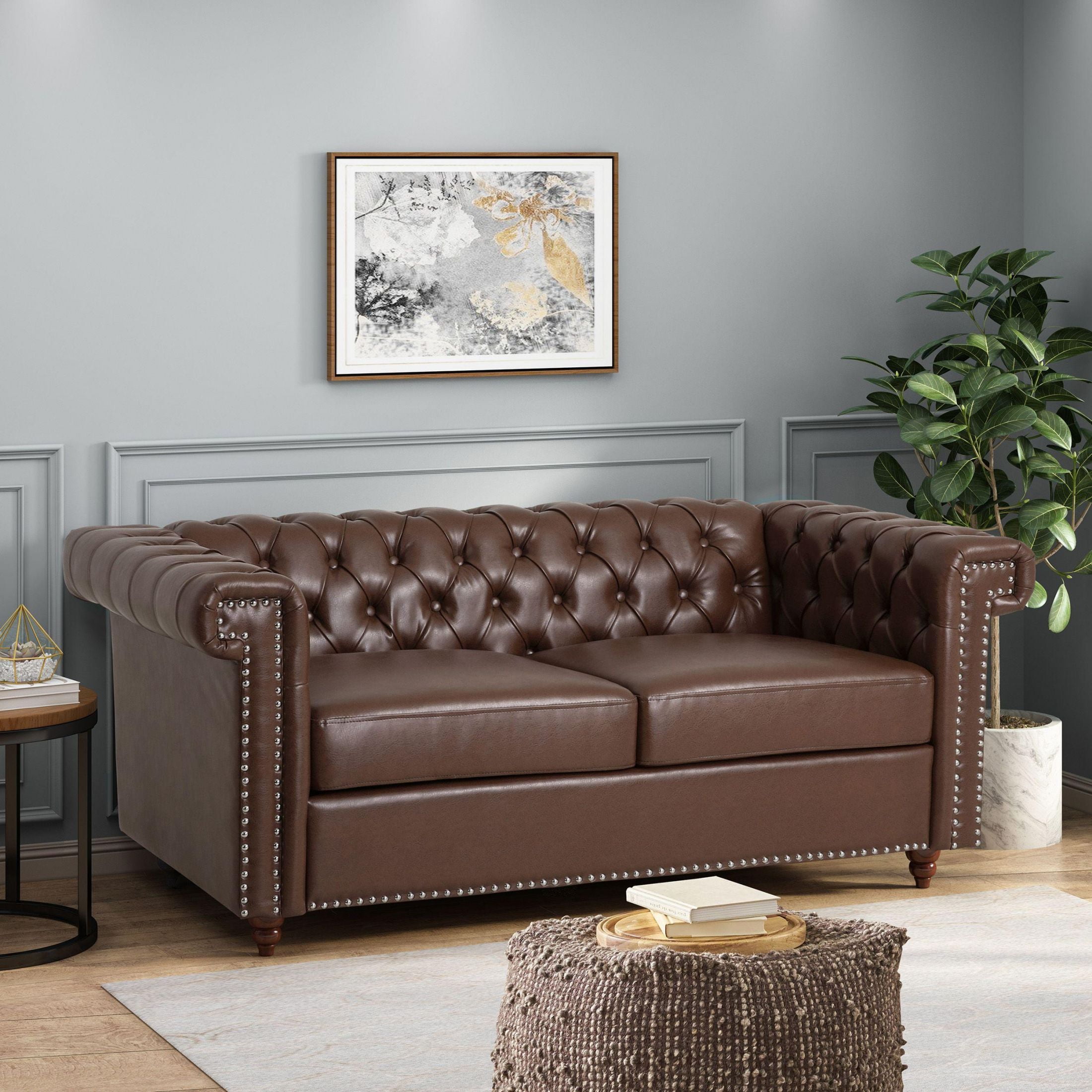 Loveseat Sofa With Button Tufted Back,2-Person Loveseat Sofa Couch For ...