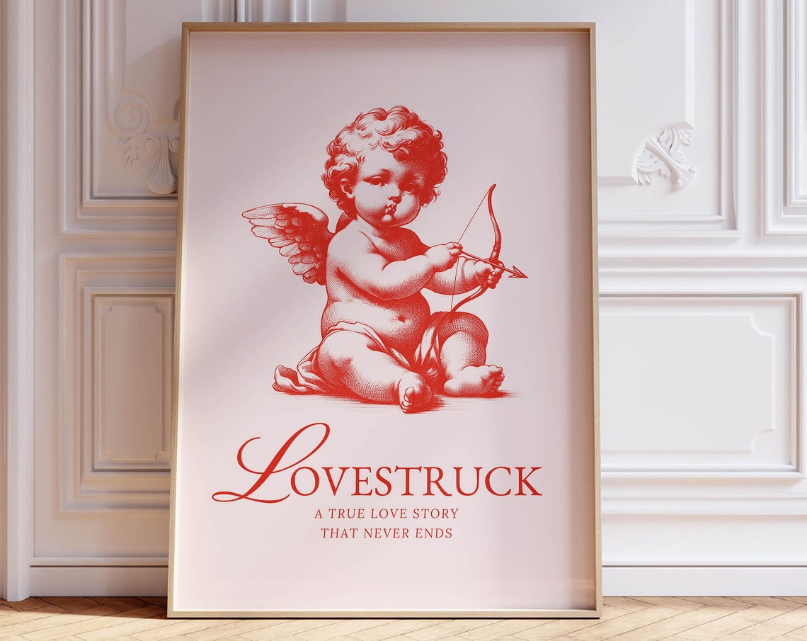 Lovestruck Cherub Angel Cute Home Poster Coquette Room Decor, Femme ...