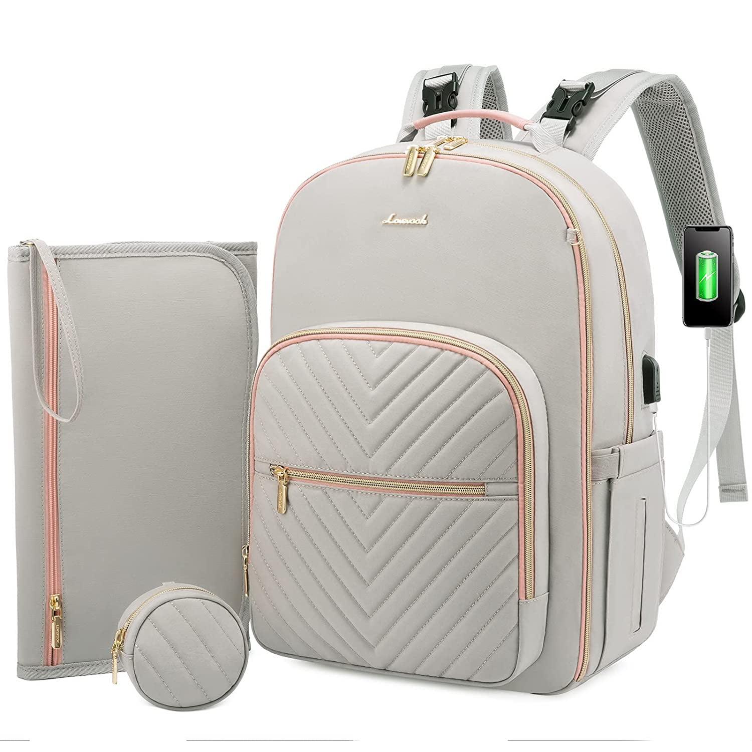 Lovevook Waterproof Diaper Backpack with Charging Port, Organizer ...