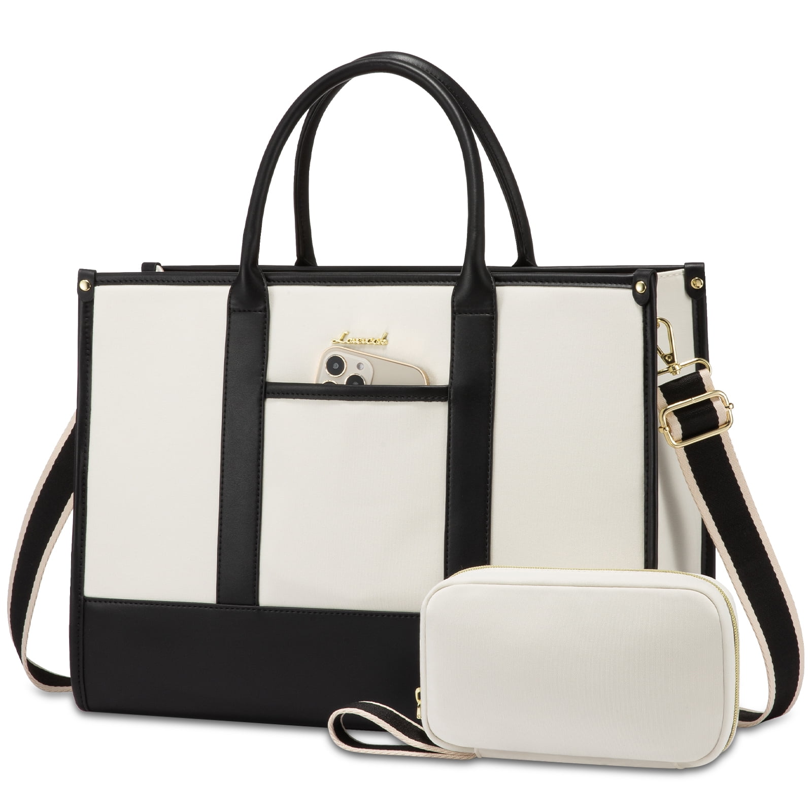 Lovevook Laptop Tote Bag for Women, Lightweight Pu Leather Work Tote ...