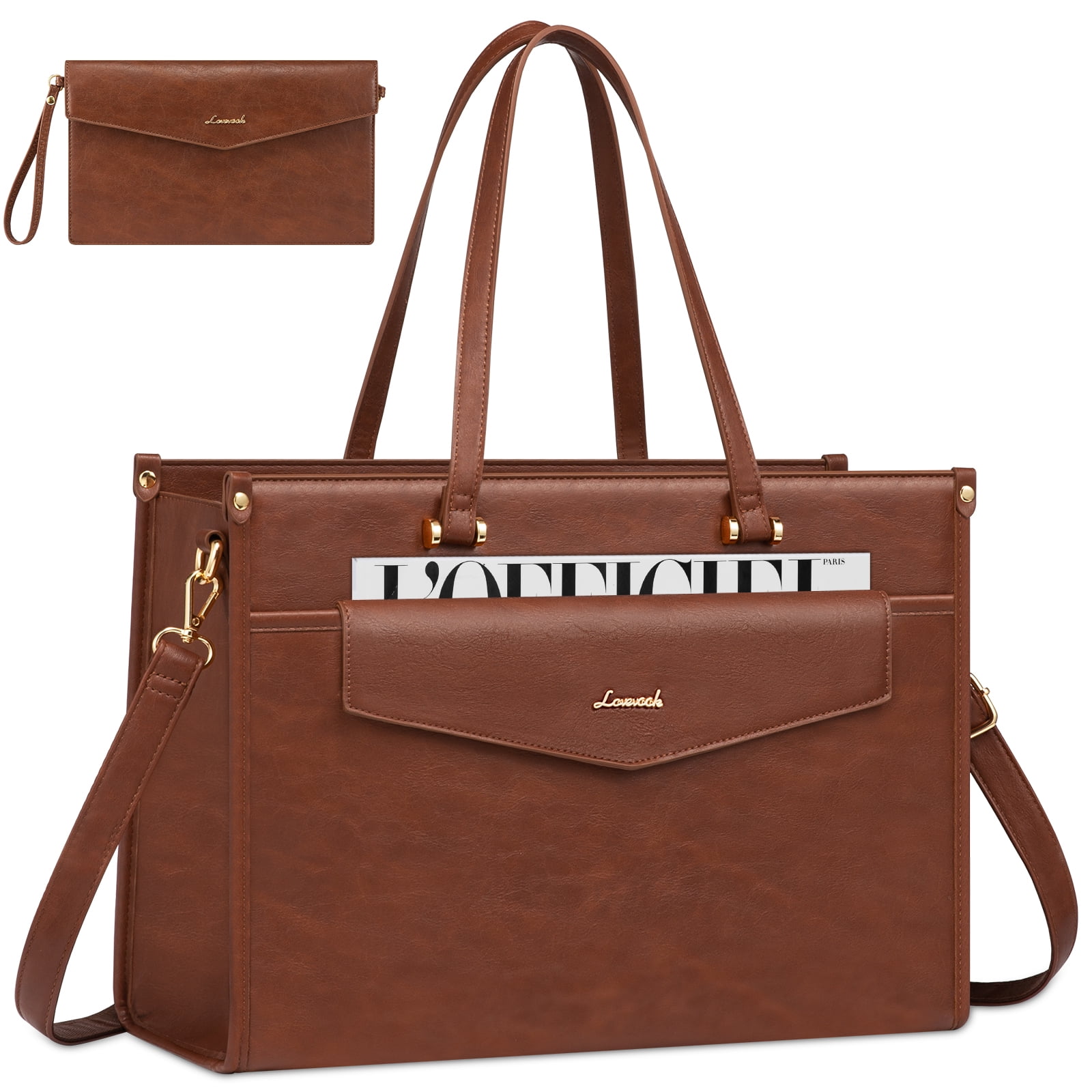 Lovevook Laptop Tote Bag for Women,PU Leather Teacher Nurse Office ...