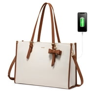 Lovevook Work Tote Bag for Women, Waterproof Pu Leather Laptop Shoulder ...