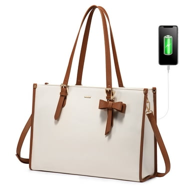 Lovevook Work Tote Bag for Women, Waterproof Pu Leather Laptop Shoulder ...