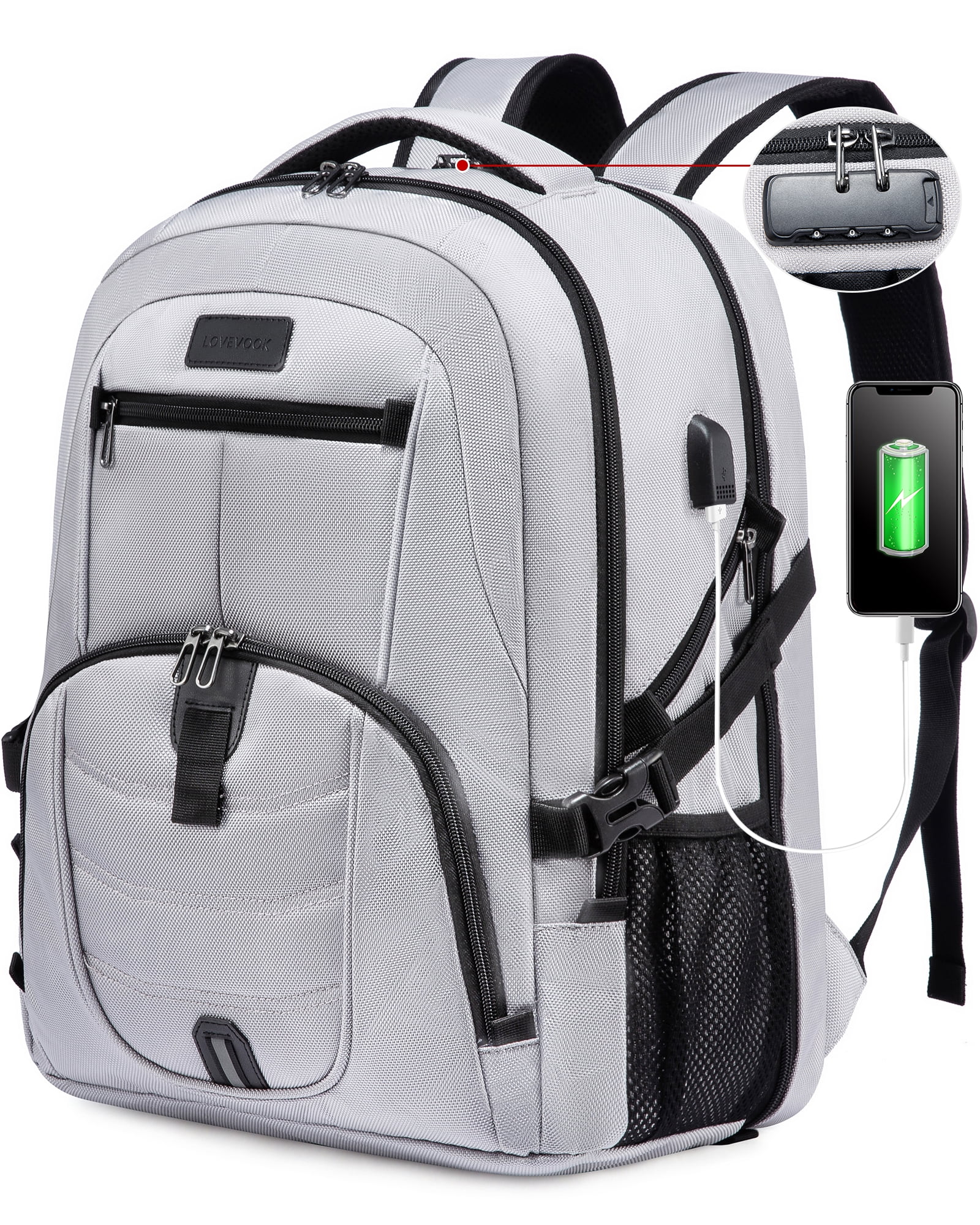 Lovevook Men Travel Backpack, Waterproof Laptop Bag 17", Anti-Thelf ...