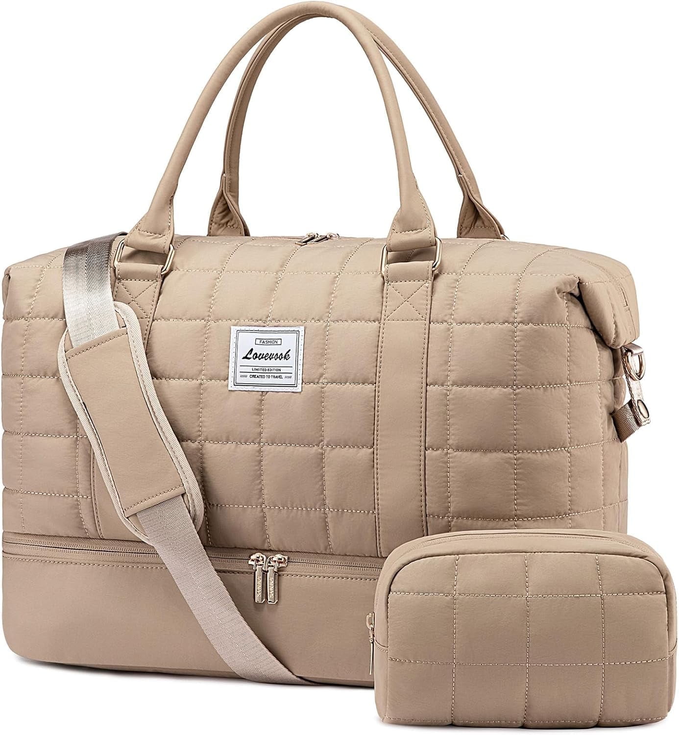Lovevook Puffer Duffle Bag, 42L Travel Weekender Overnight Bag with ...