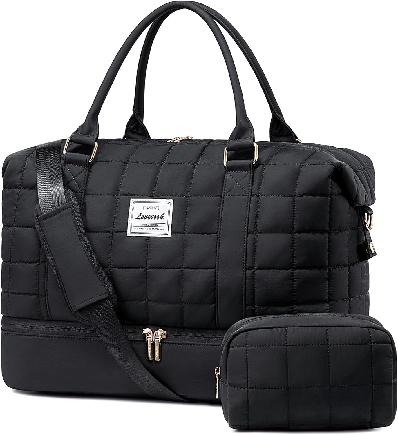 Lovevook Puffer Duffle Bag, 42L Travel Weekender Overnight Bag with ...