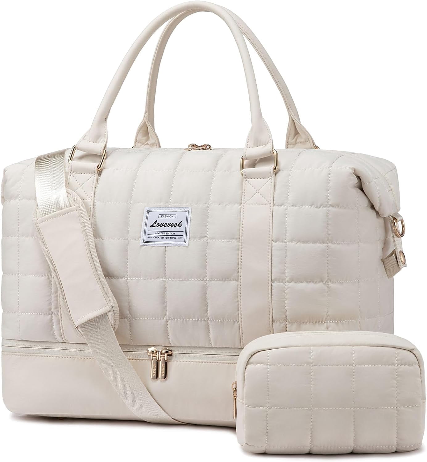 Lovevook Puffer Duffle Bag, 42L Travel Weekender Overnight Bag with ...