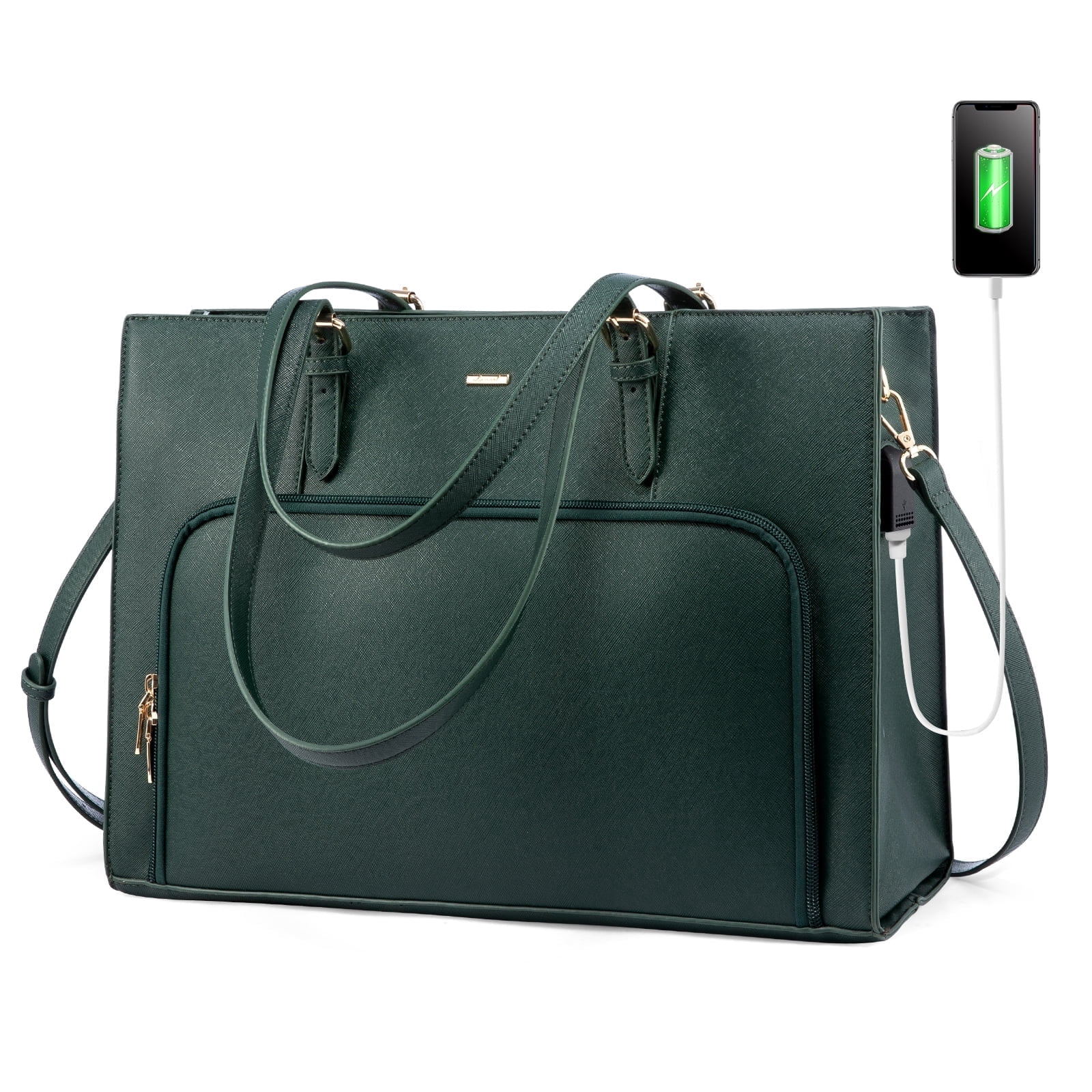 Lovevook Tote Bag, Leather Women Travel Work Laptop Bag with USB Port ...