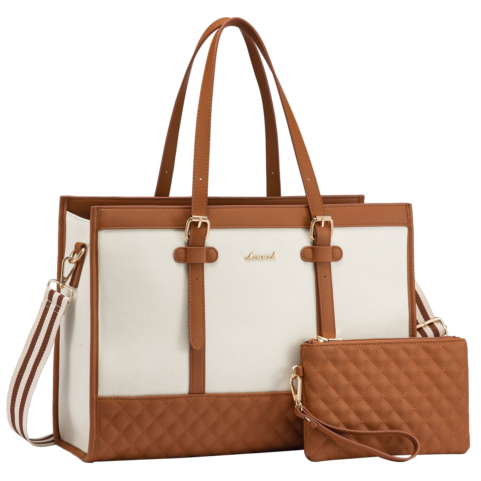 Lovevook Tote Work Bag for Women, Canvas Tote Laptop Bag 15.6" Fashion ...