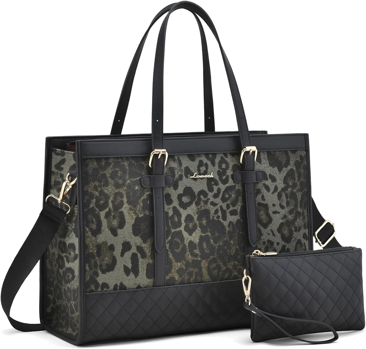 Lovevook Tote Work Bag for Women, Canvas Tote Laptop Bag 15.6