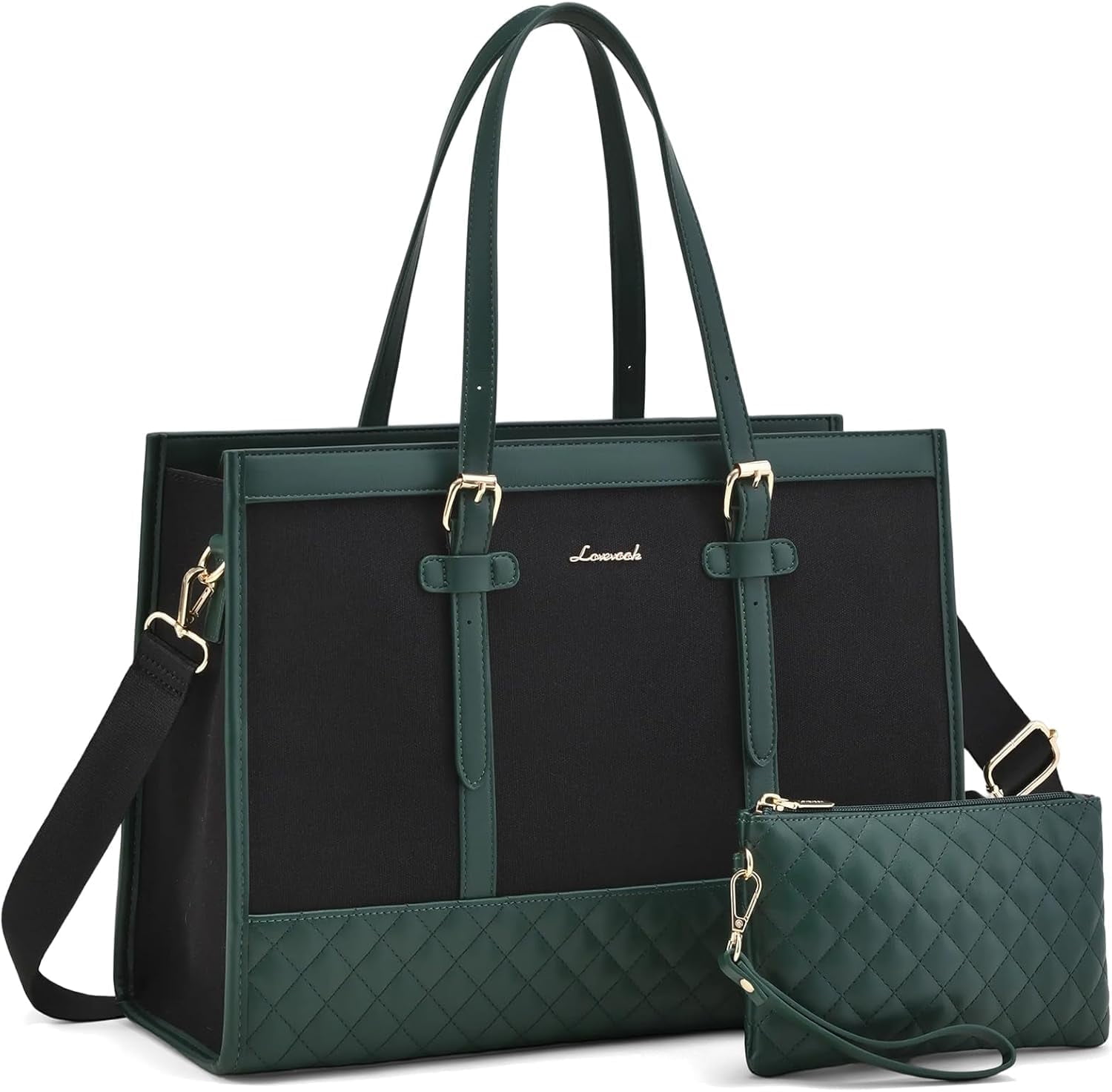 Lovevook Tote Work Bag for Women, Canvas Tote Laptop Bag 15.6" Fashion ...