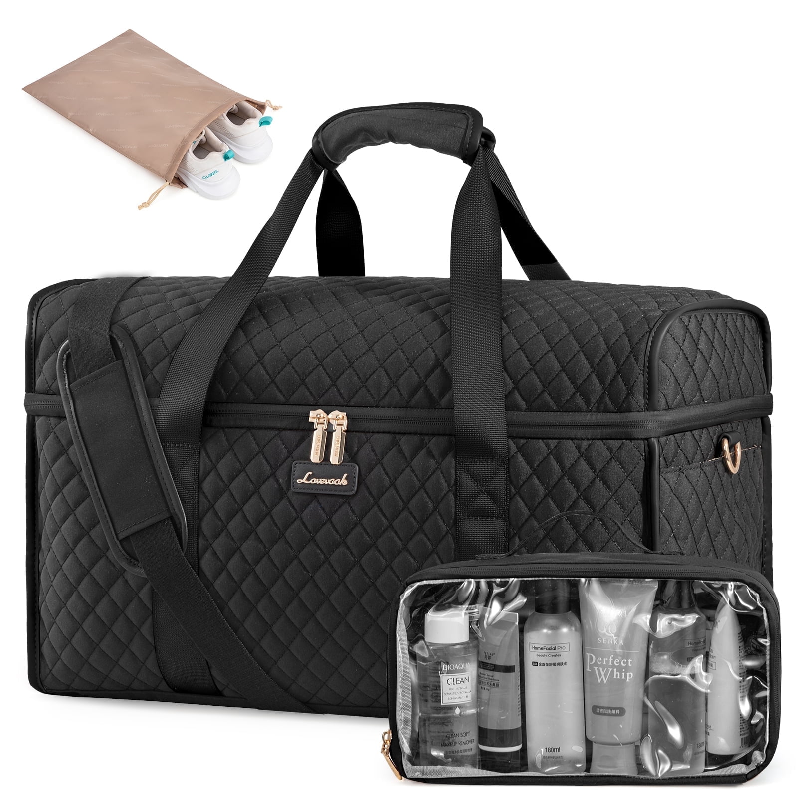Lovevook Travel Duffle Bag, Quilted Weekender Overnight Bag with ...