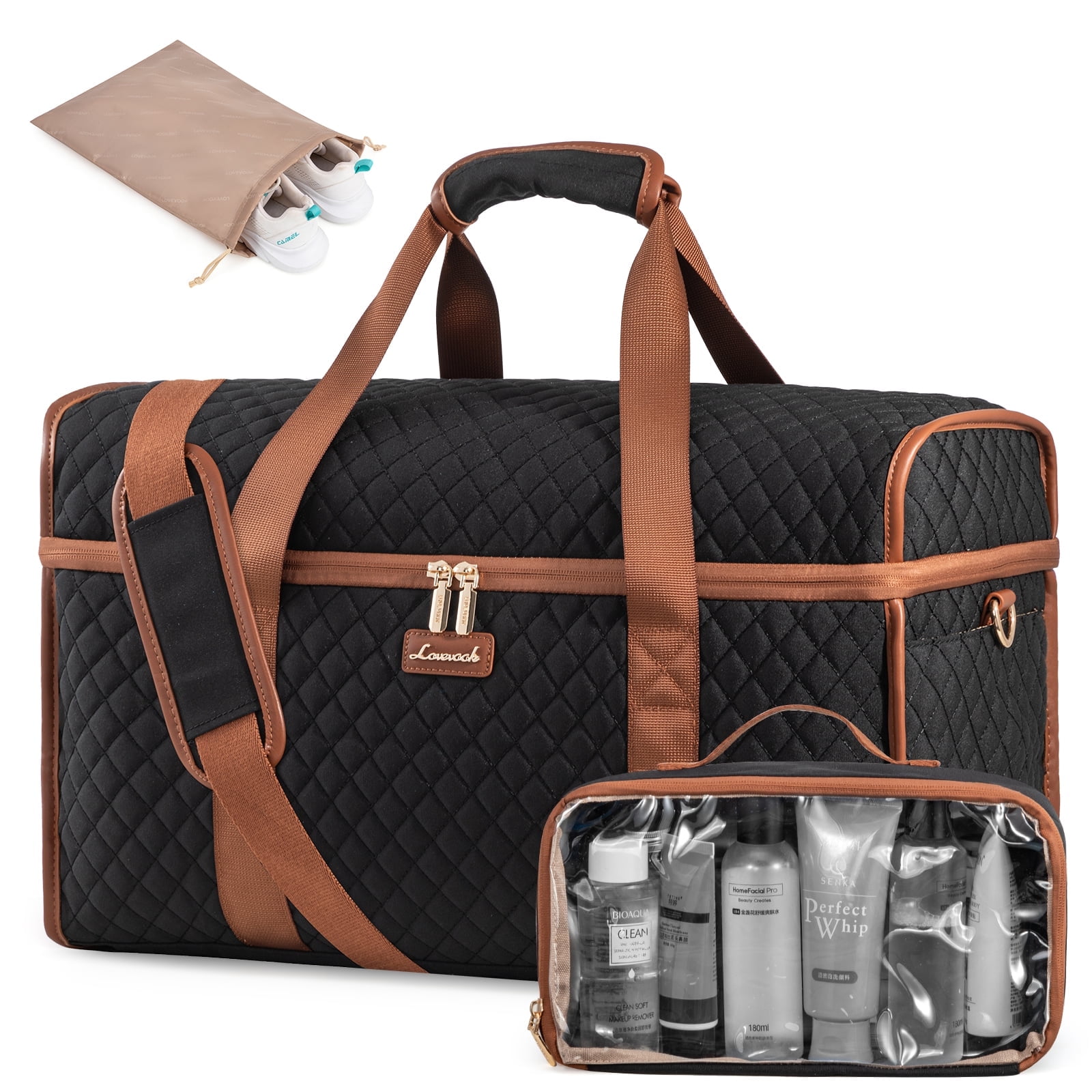 Lovevook Travel Duffle Bag, Quilted Weekender Overnight Bag with ...