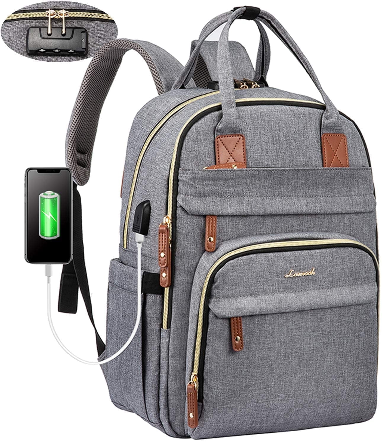 LOVEVOOK, Travel Backpack, 15.6" Laptop Bag with Lock, unisex - Walmart.com