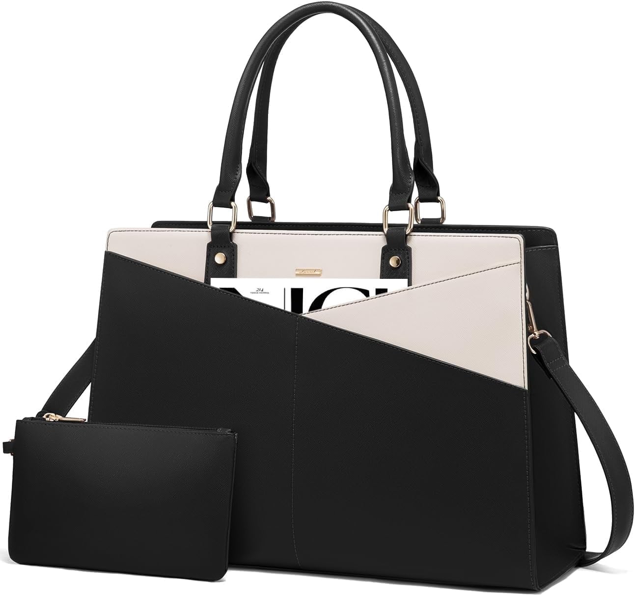 Lovevook Work Tote Bag for Women, Waterproof Pu Leather 15.6" Laptop ...