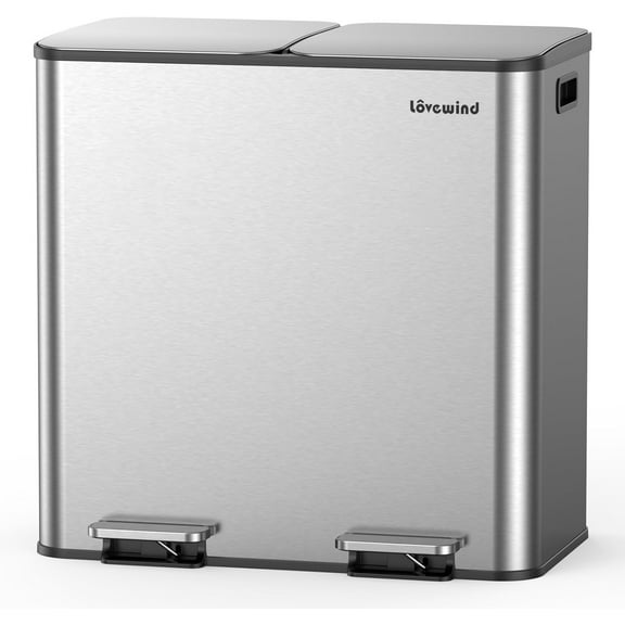 Hands-Free Dual Compartment Kitchen Trash Can – 2 x 10.6 Gal Stainless ...