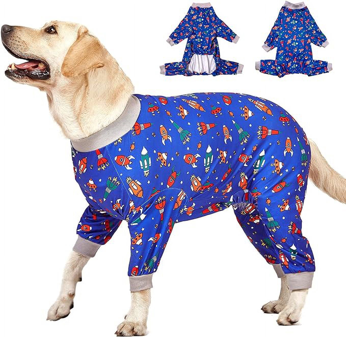 LovinPet Large Dog Pajamas, Navy Rocket and Spaceship Print ...