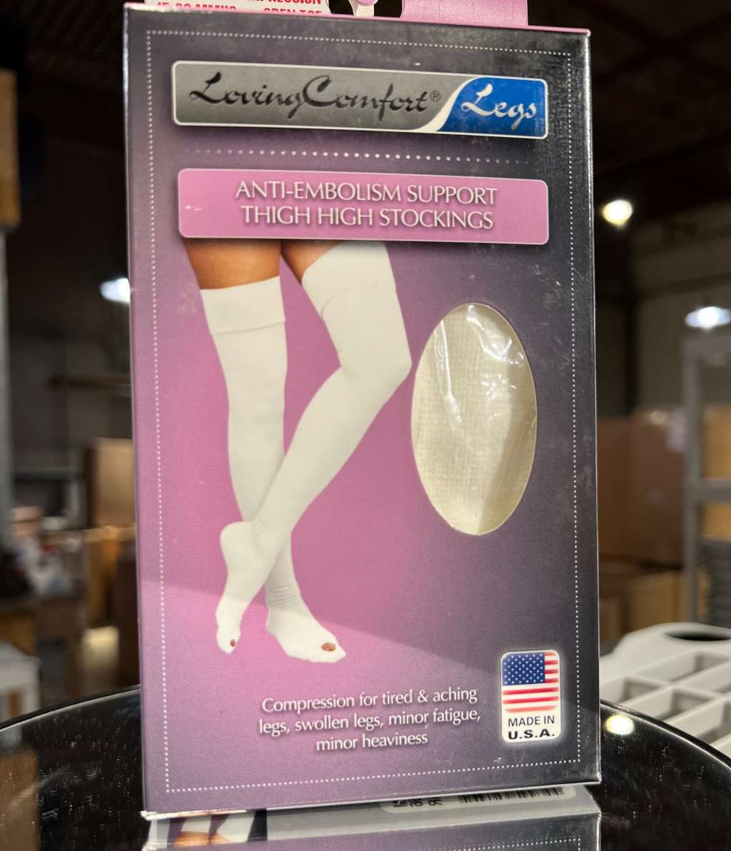 Loving Comfort Anti-Embolism Inspection Toe Thigh Highs 15-20mmHg X ...