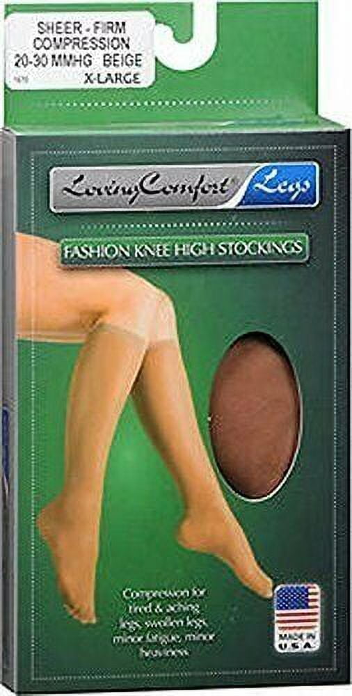 Loving Comfort Legs Fashion Knee High Stockings 20-30mmhg Beige,Extra ...