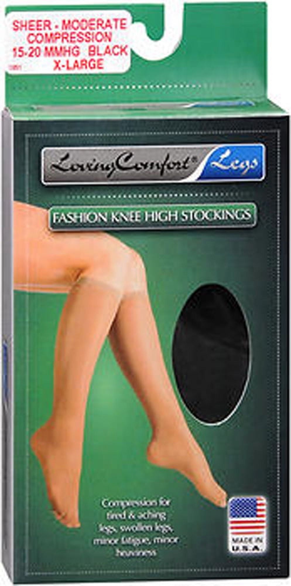 Loving Comfort Moderate Compression Knee High Sheer Stockings, 15-20 ...