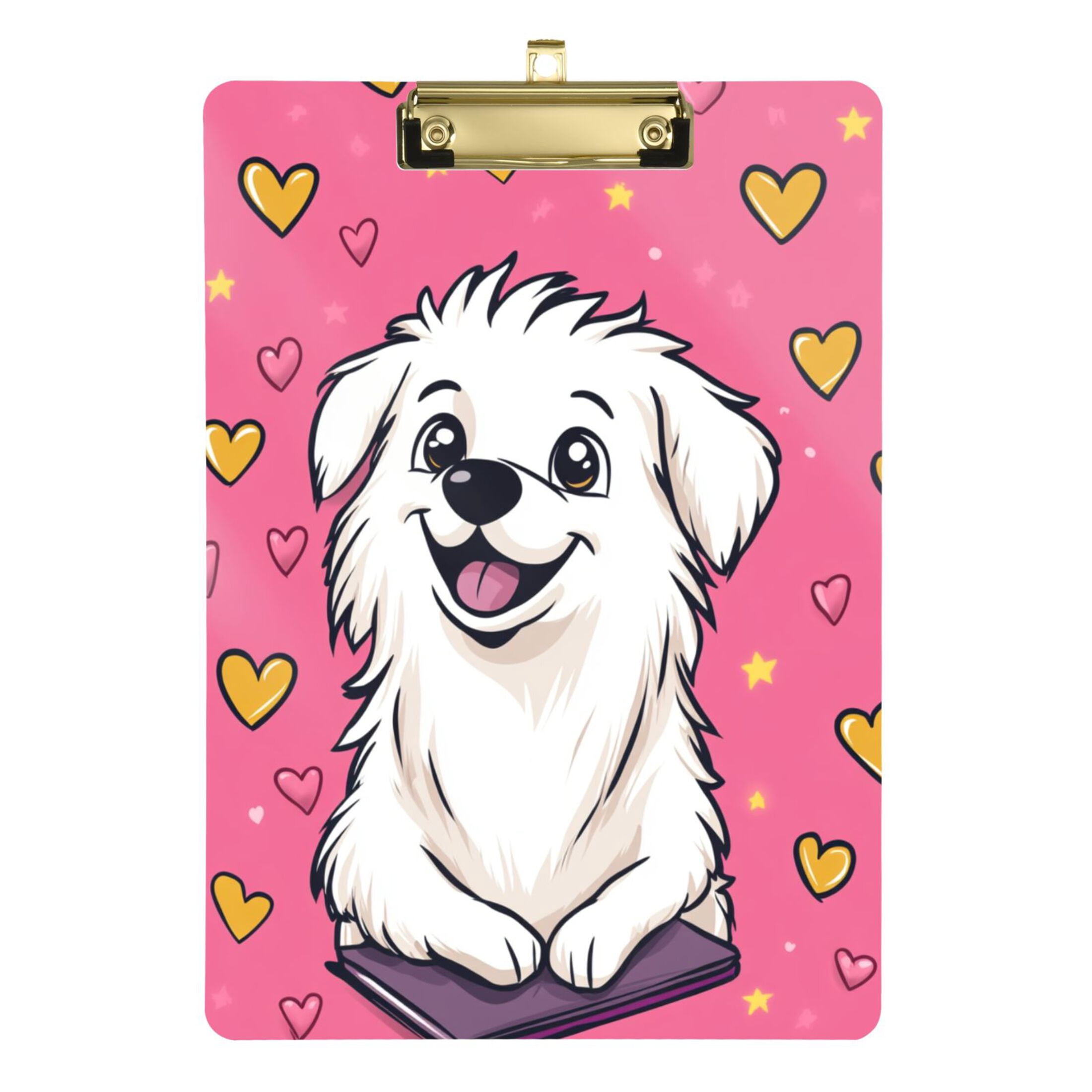 Loving Dog Cartoon Picture Acrylic Clipboard with Gold Clip for ...