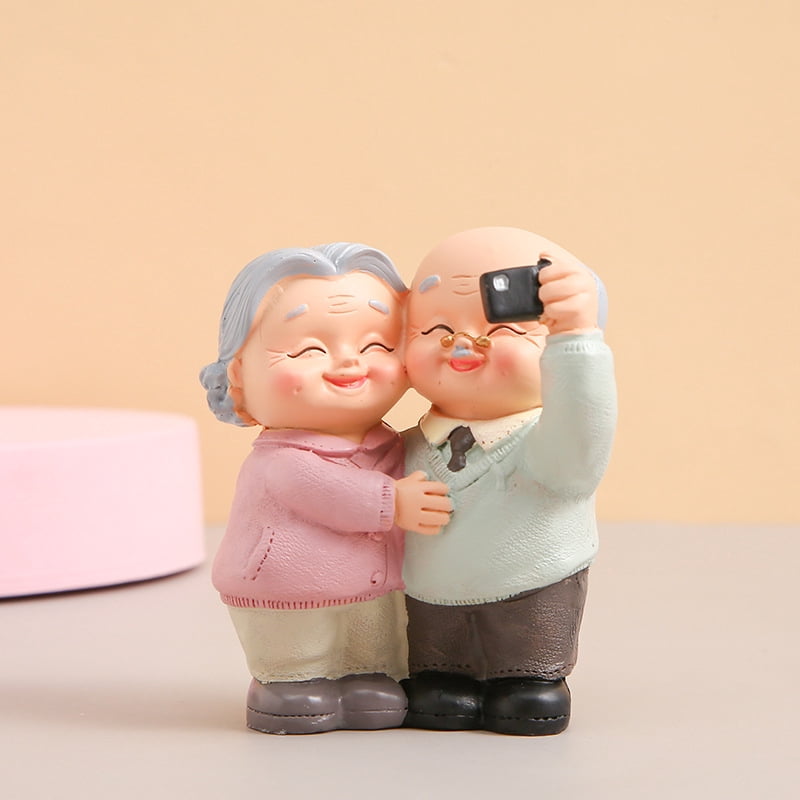 Loving Elderly Couple Figurines, Older Couple Cake Figure Grandparents ...