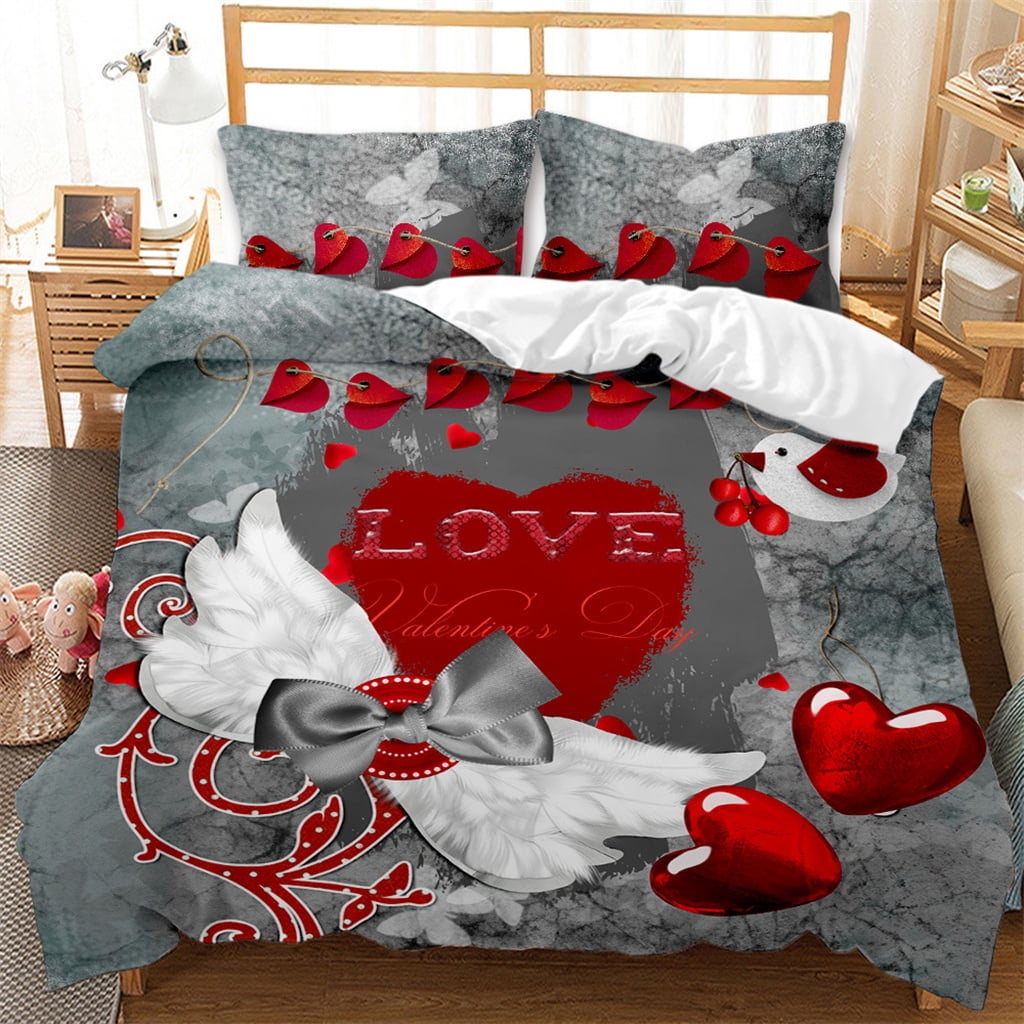 Loving Heart Duvet Cover Couples Romantic Love Graphic Quilt Cover ...