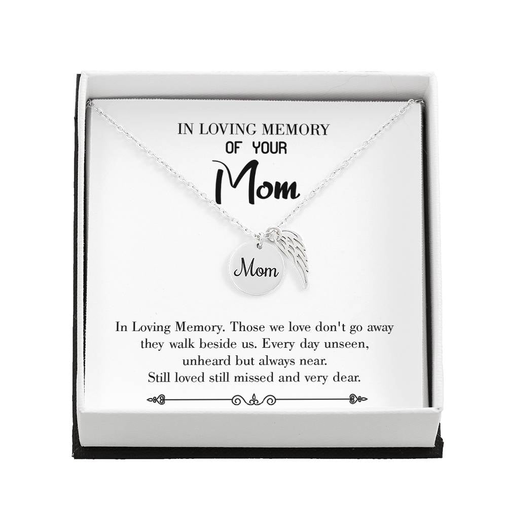 Loving Memory White Mom Remembrance Necklace Angel Wing Charm ...