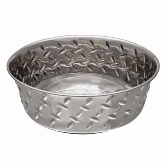 Loving Pets Diamond Plate Bowl - Silver - 1 Quart - Durable Design with ...