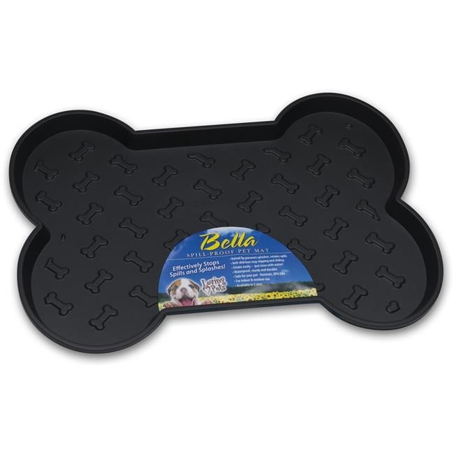 Loving Pets Products Black Bella Spill-Proof Bone Shaped Dog Mat - 23.5 ...