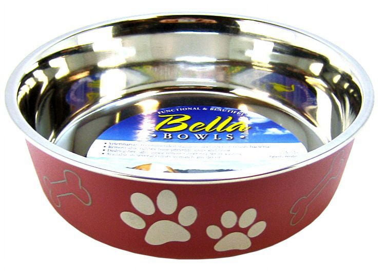 Loving Pets Stainless Steel & Merlot Dish with Rubber Base [Dog, Dishes ...