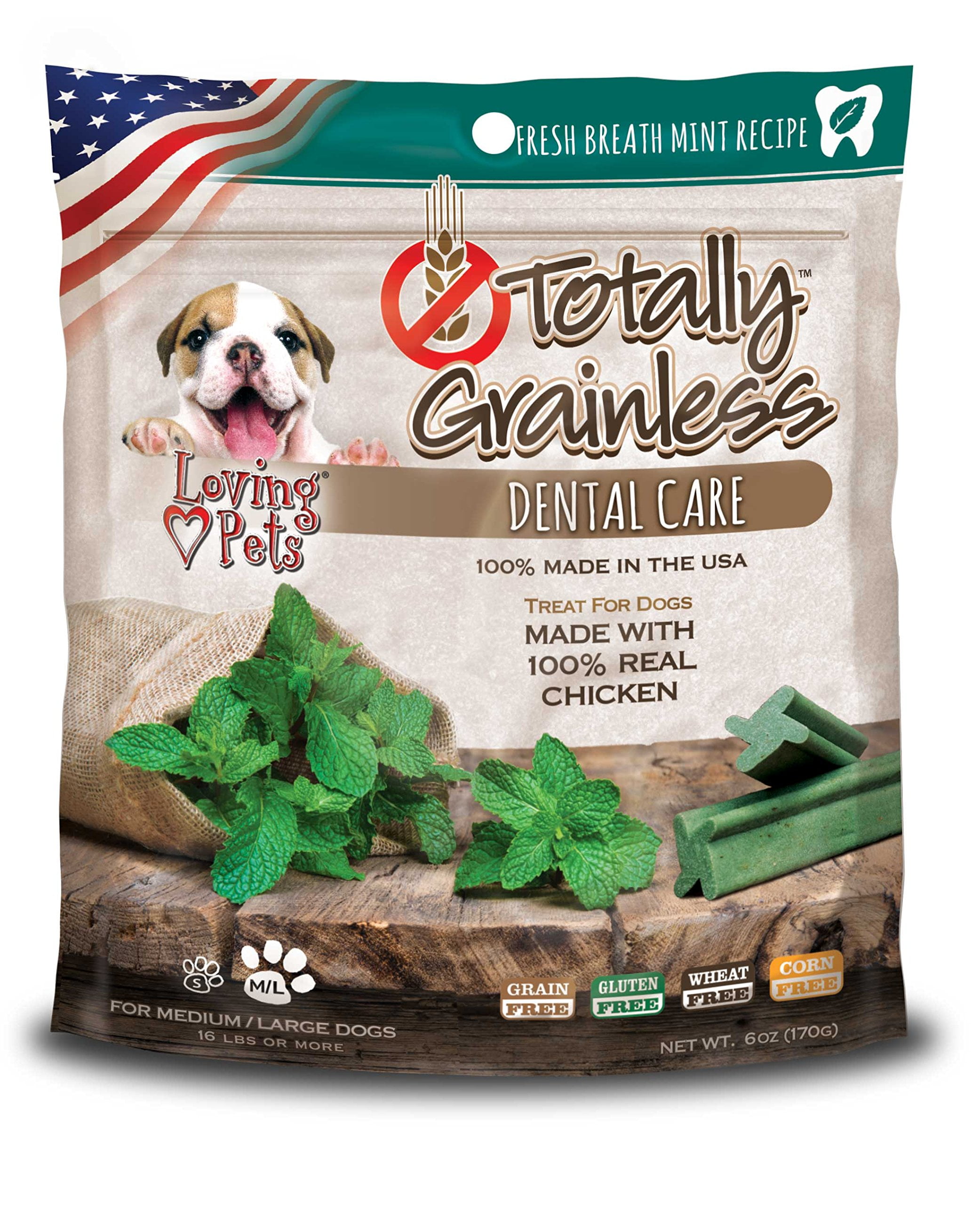 Loving Pets Totally Grainless - Fresh Breath Mint Dental Sticks for ...