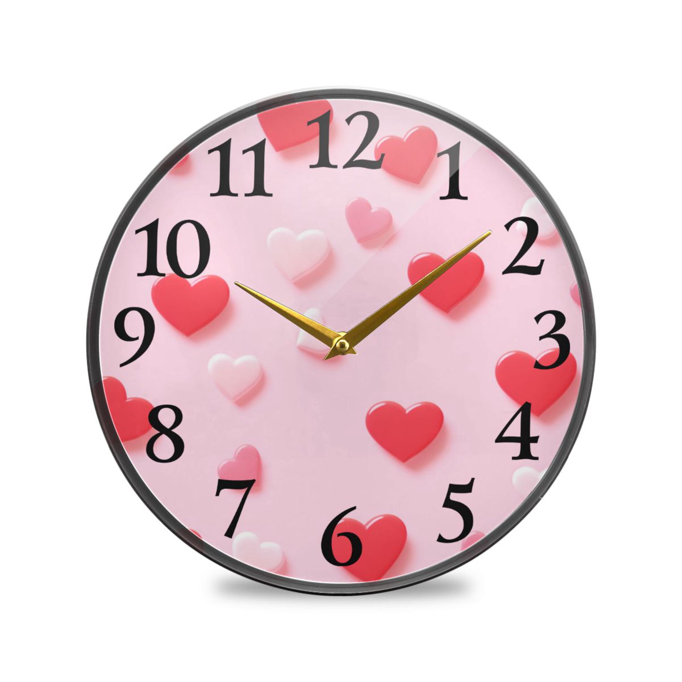 Loving Pink Wall Clocks Battery Operated 11.9 Inch Round Clock Acrylic ...