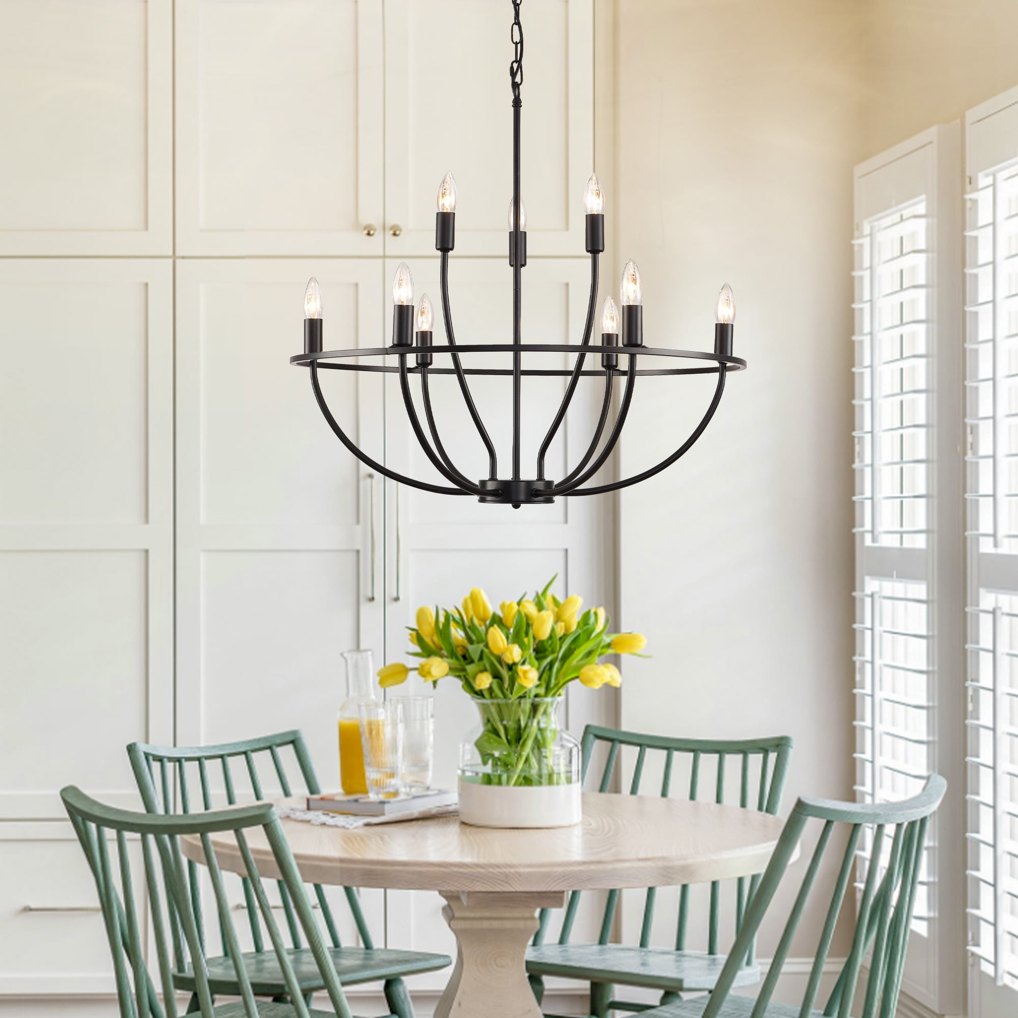 LovingAHome 9 Lights 28.58'' Taper Candle Chandelier Wagon Wheel ...