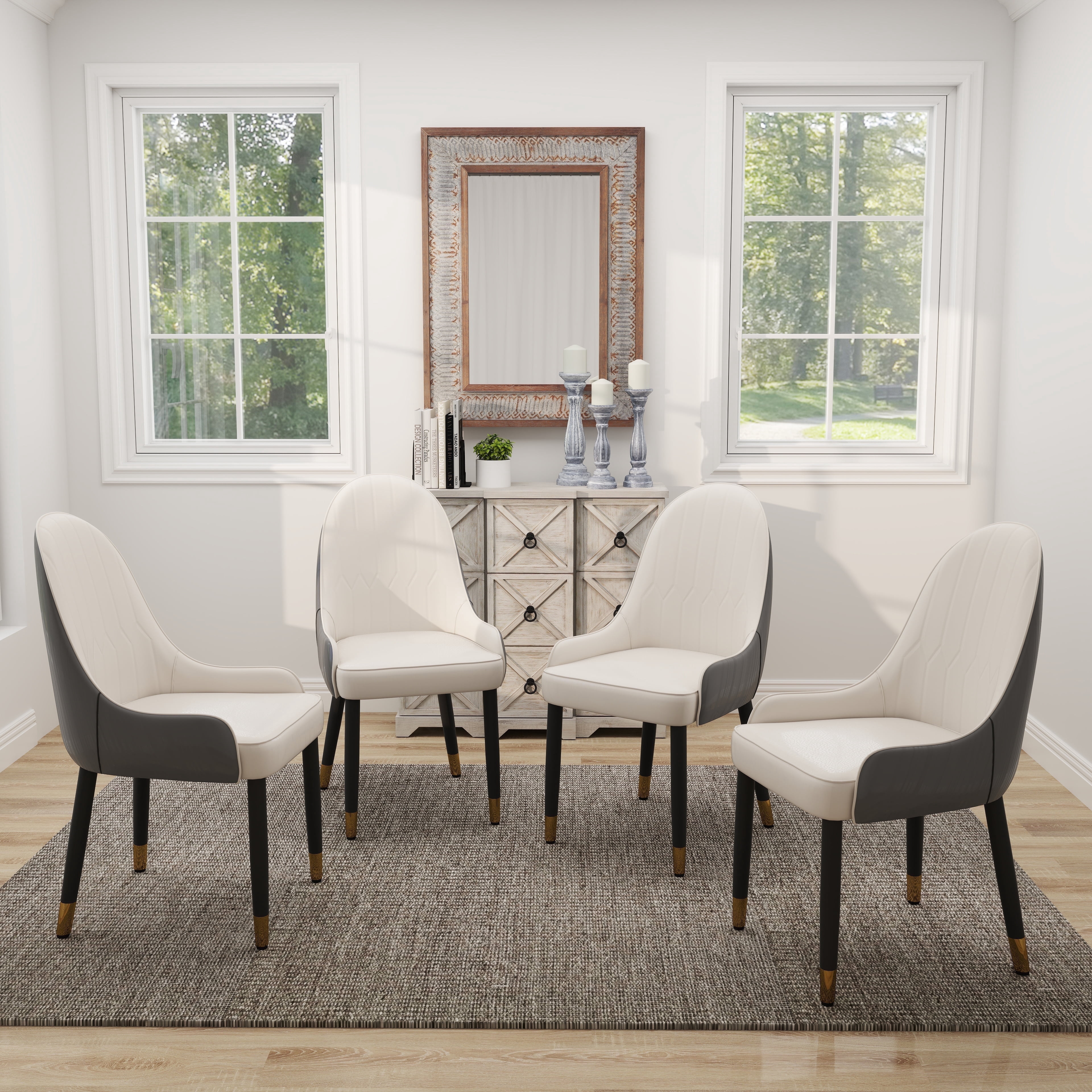 LovingAHome Upholstered Dining Chairs Set of 4 Soft Leather Dining Room ...