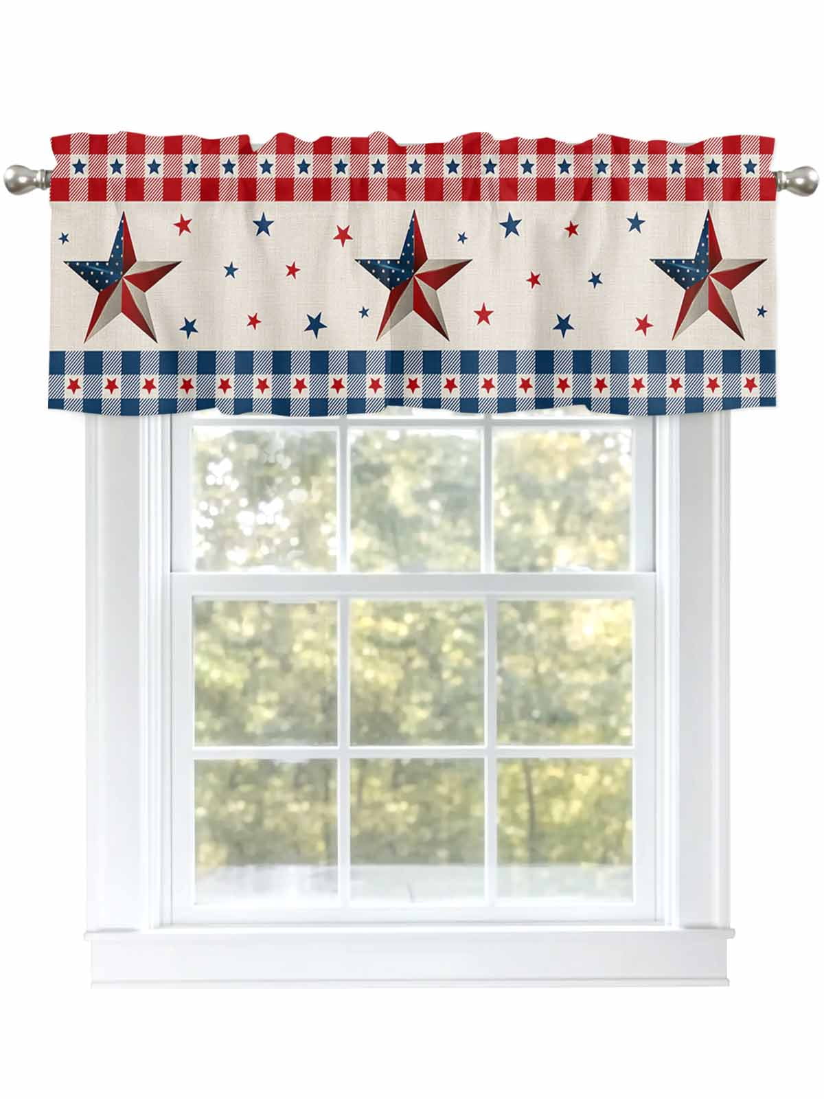 Lovingin 4th of July Country Star Valances Window Treatment Farmhouse ...