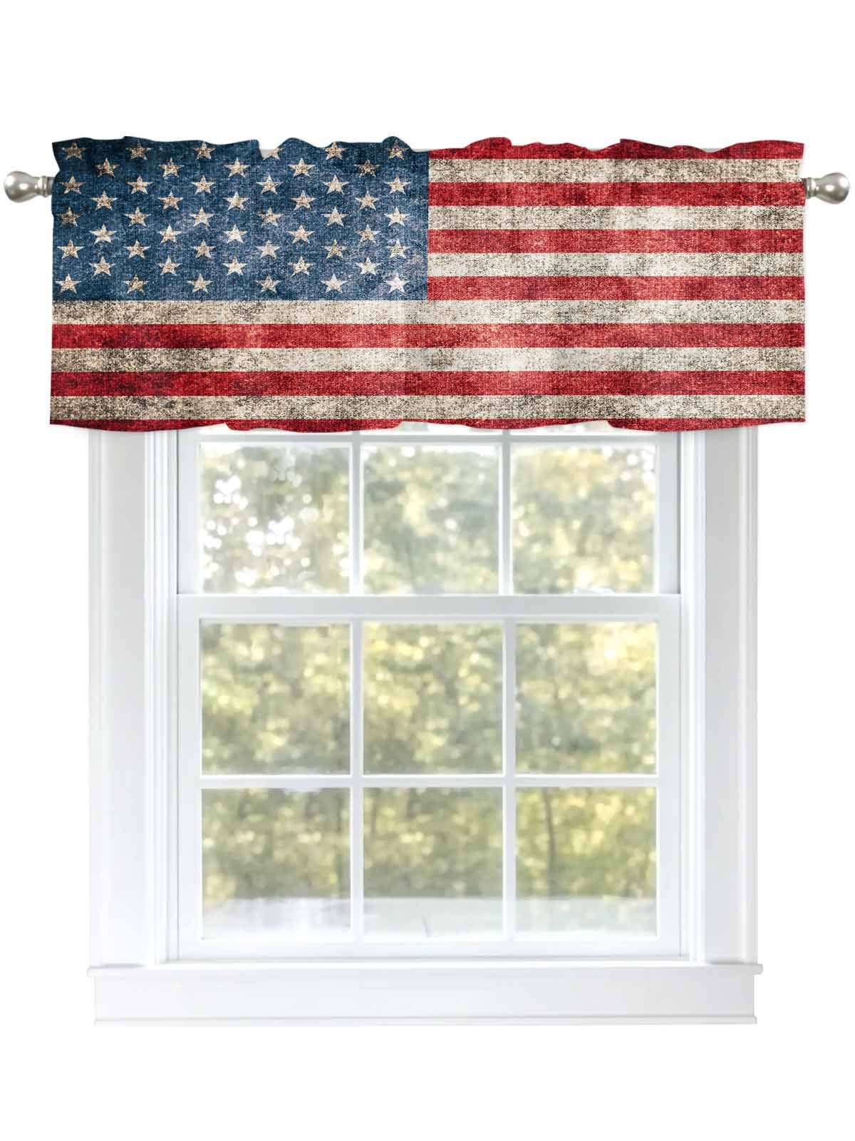 Lovingin American Flag Valances Window Treatment Farmhouse Decor ...